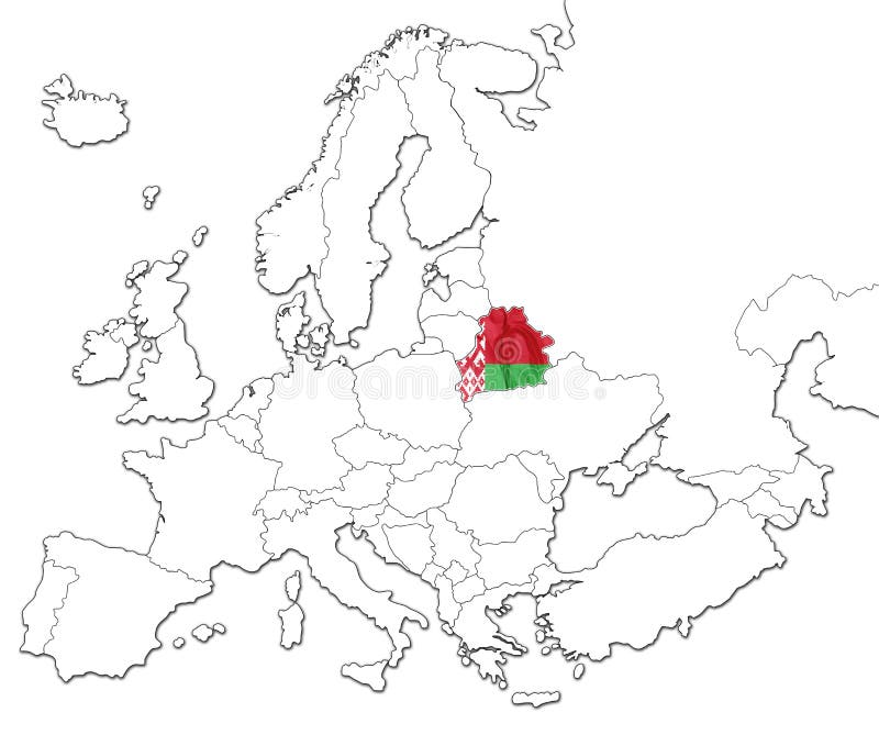 Kaart Van Europa - Wit-Rusland Stock Illustratie - Illustratie ...