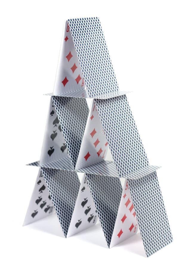Kaartenhuis stock foto. Image of zwart, spel, huis, kleur - 32570136