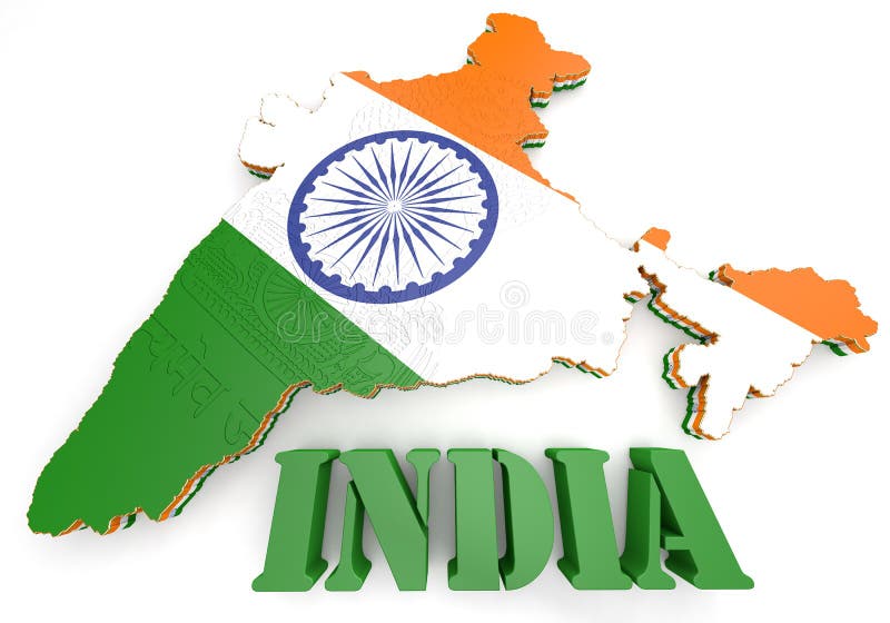 Kaartillustratie Van India Met Vlag Stock Illustratie - Illustration of ...