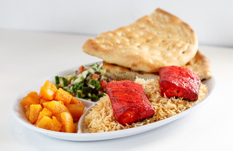 Kabob dinner platter stock photo. Image of naan, rice - 97865488