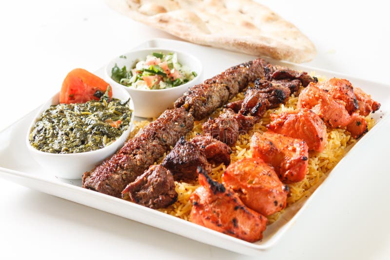 Kabob dinner platter stock photo. Image of shish, naan - 97822392