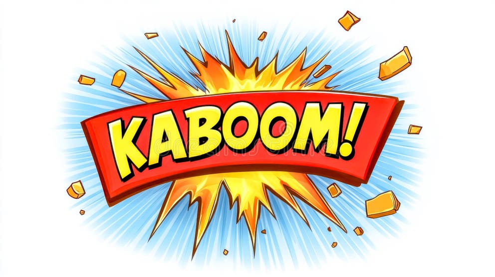 Kaboom Comic Speech Bubble Exploding with Debris Stock Photo - Image of ...