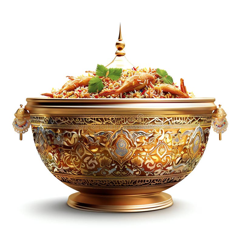 Kabsa islamic arabic food stock illustration. Illustration of hand ...