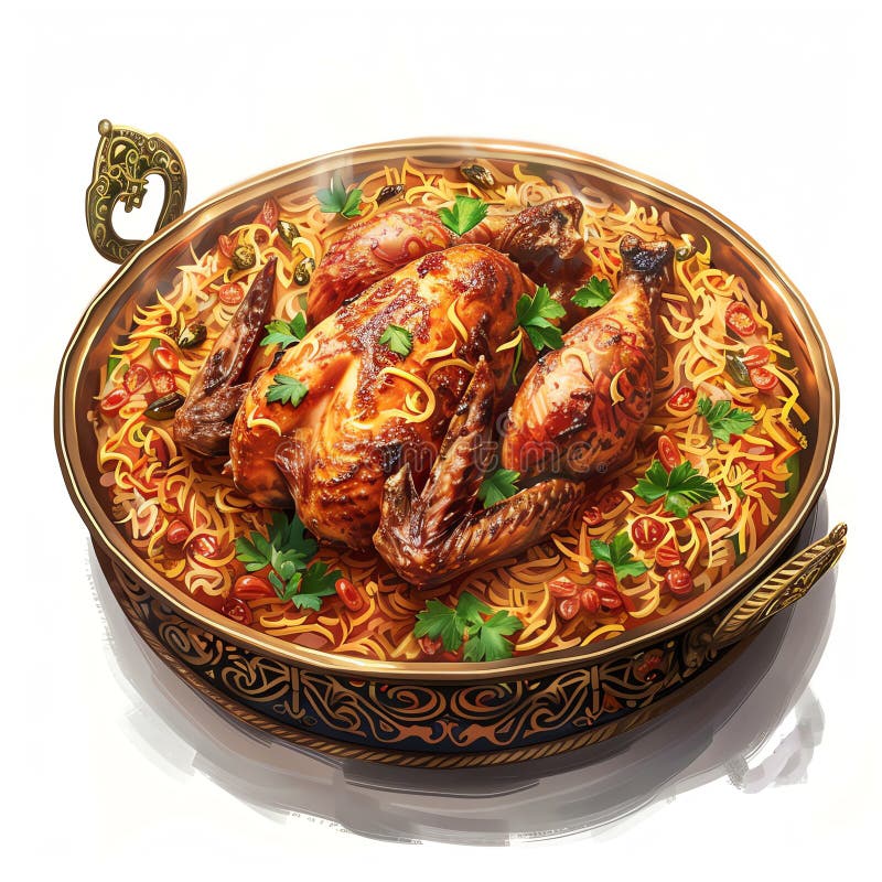Kabsa islamic arabic food stock illustration. Illustration of arabic ...