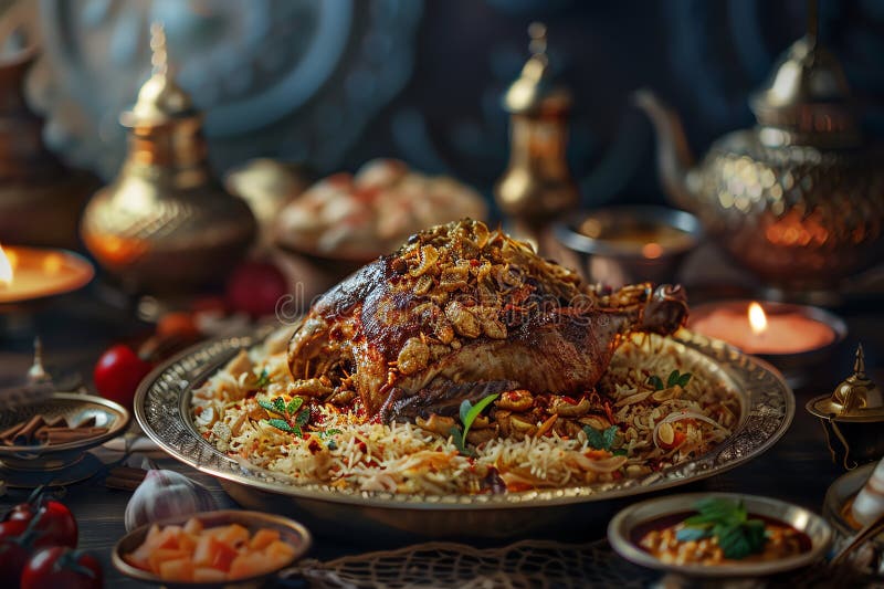 Kabsa islamic arabic food stock illustration. Illustration of delicious ...