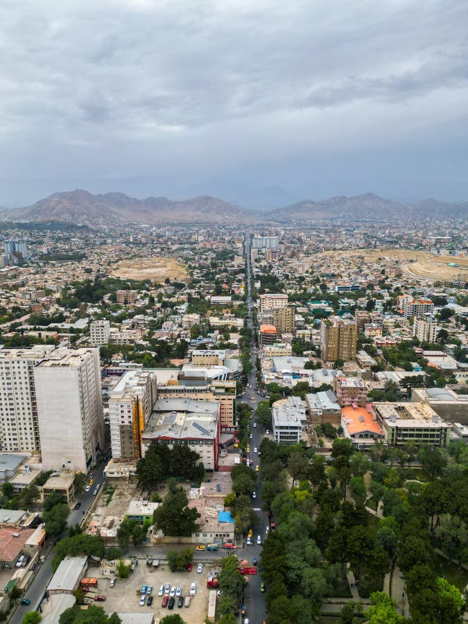 Aerial View of Kabul City Afghanistan with Buildings and Mountains ...