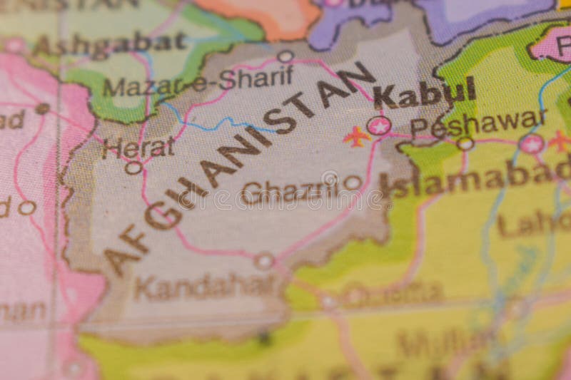Kabul on the World Map Colorful Geo Political Map Stock Photo - Image ...