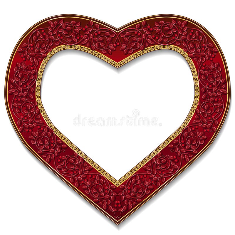 Kader In De Vorm Van Hart Robijnrode Kleur Met Schaduw Vector ...