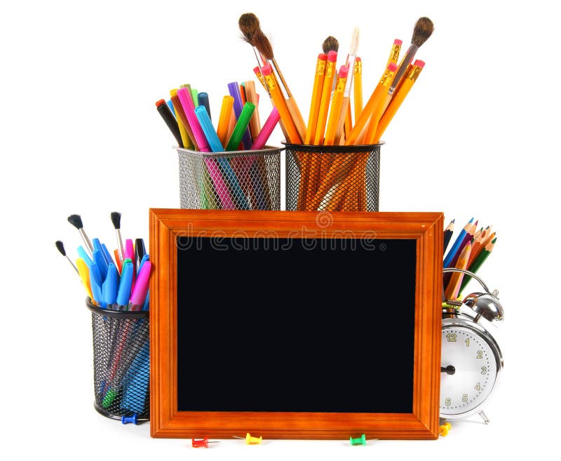 Kader En Schoolhulpmiddelen Op Witte Achtergrond Stock Foto - Image of ...