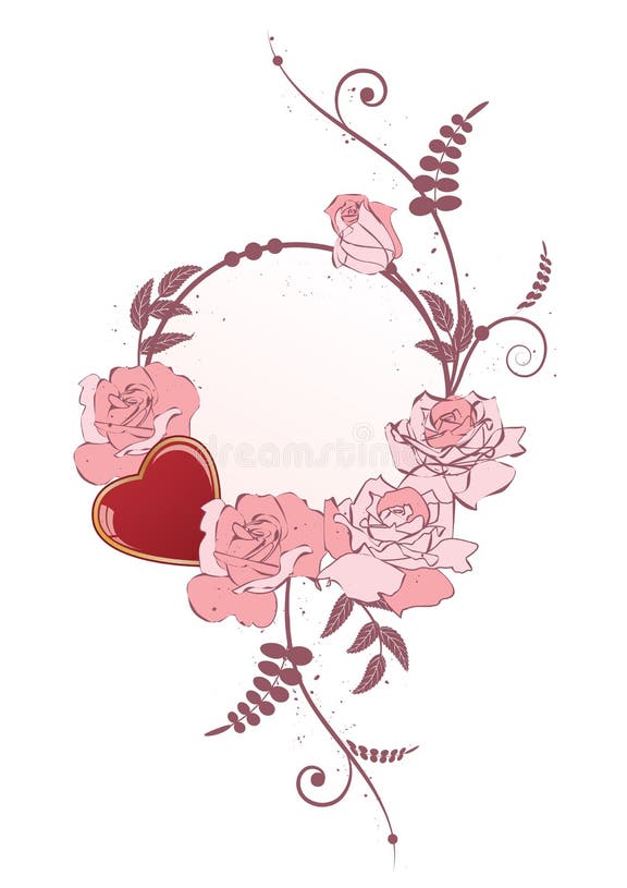 Kader met hart en rozen vector illustratie. Illustration of nieuw ...