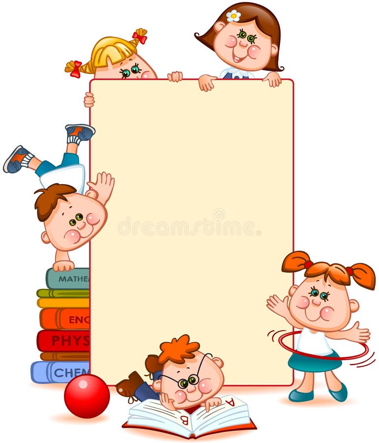 Kader met schoolkinderen vector illustratie. Illustration of ...