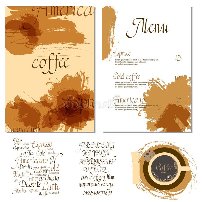 Kafe menu set stock vector. Illustration of drinks, espresso - 67325846