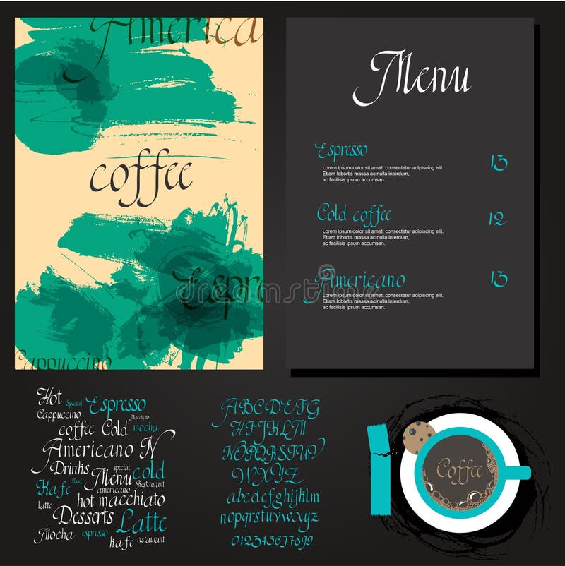 Kafe menu set stock vector. Illustration of dippier, design - 67326142