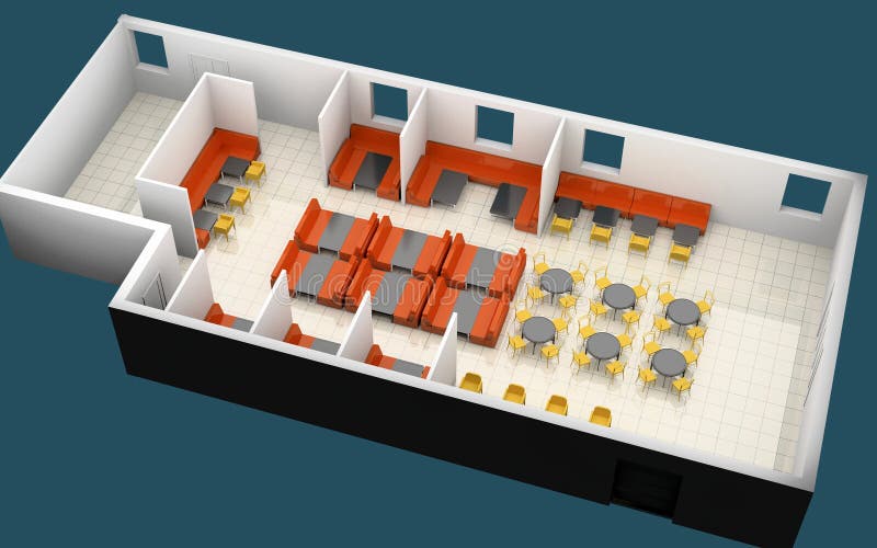 Kafe sketch 3d rendering stock illustration. Illustration of business ...