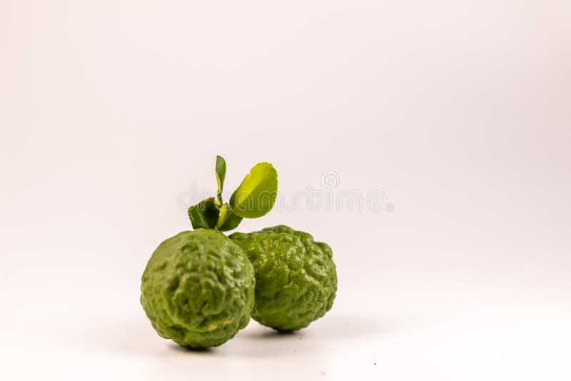 Kaffir Lime Close-up on a White Background Stock Photo - Image of ...