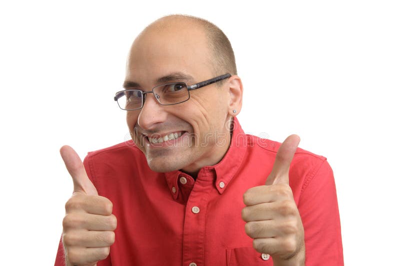 Kahler Mann Hält Seine Daumen Hoch Stockbild - Bild von person ...