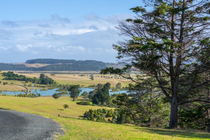 Kaipara Rural Landscape and Outlook To Distant Harbour Stock Image ...