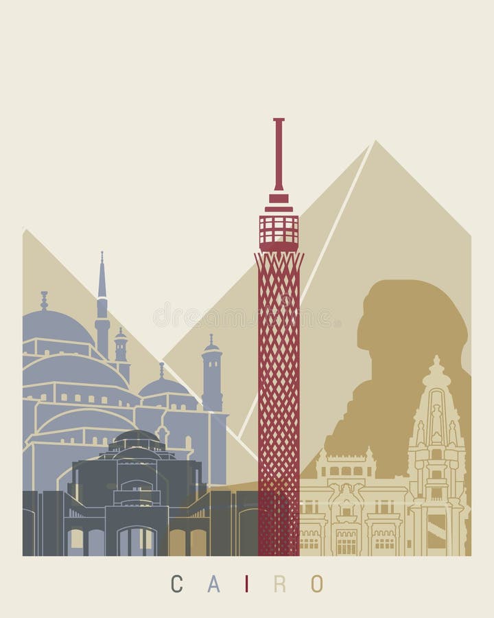 Cairo Skyline Poster vektor abbildung. Illustration von denkmäler ...