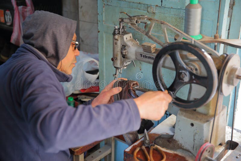 A Cobbler at Work Inside the Medina Editorial Stock Photo - Image of ...