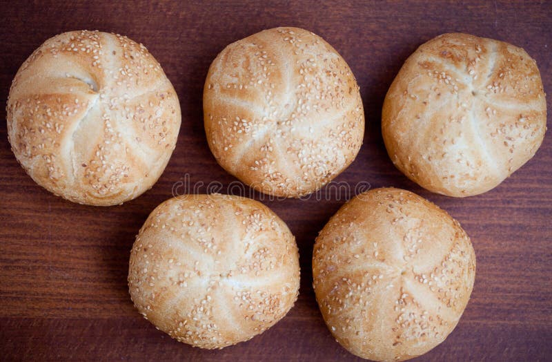 Kaiser Roll Bread Vienna Rolls on a Table Stock Image - Image of ...