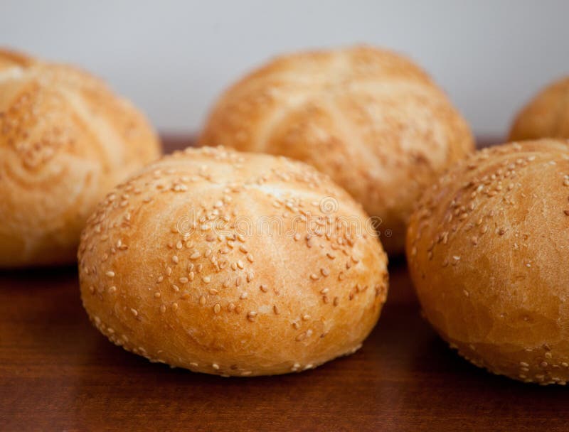 Kaiser Roll Bread Vienna Rolls on a Table Stock Image - Image of loaf ...