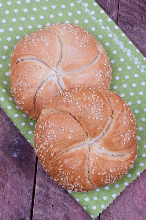Kaiser roll bread stock photo. Image of roll, wood, grain - 46386244