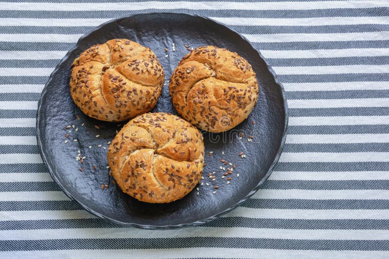 Kaiser Rolls, Crusty Round Bread Rolls Stock Image - Image of food ...