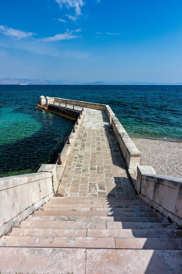 Kaiser Wilhelm`s Bridge and Walkway a Stone Swim Platform in Corfu ...