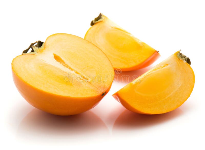 Kaki Fruit Persimmon Isolated Stock Photo - Image of dark, quartered ...