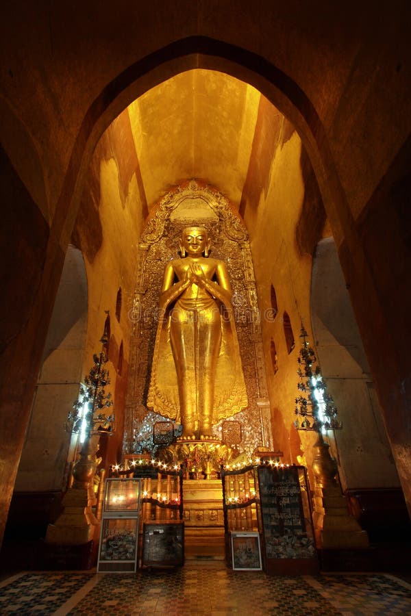 Buddha Inside Ananda Temple, Bagan, Myanmar. Stock Photo - Image of ...