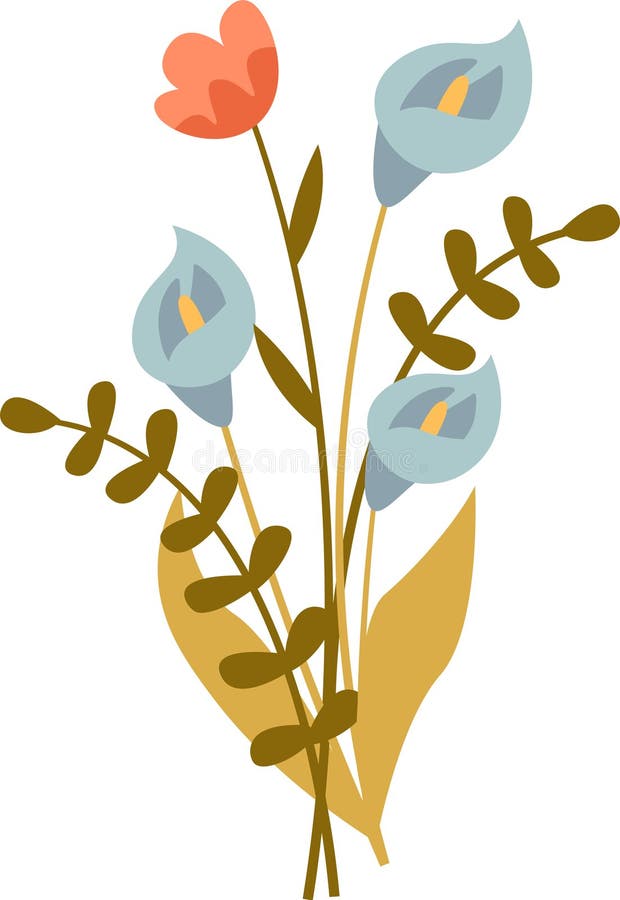 Kala Flowers Bouquet with Butterfly Stock Vector - Illustration of ...