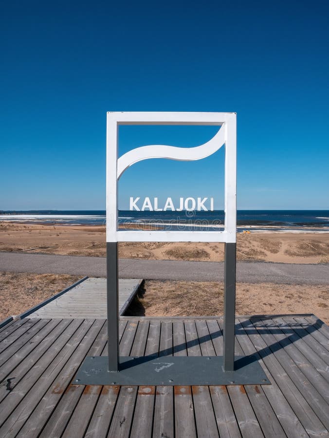 Kalajoki Beach Sign in Early May, Finland Stock Image - Image of water ...