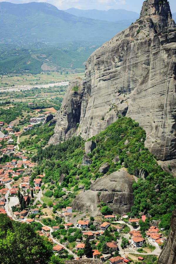 Kalambaka Town View from Meteora Rocks, Greece Stock Image - Image of ...