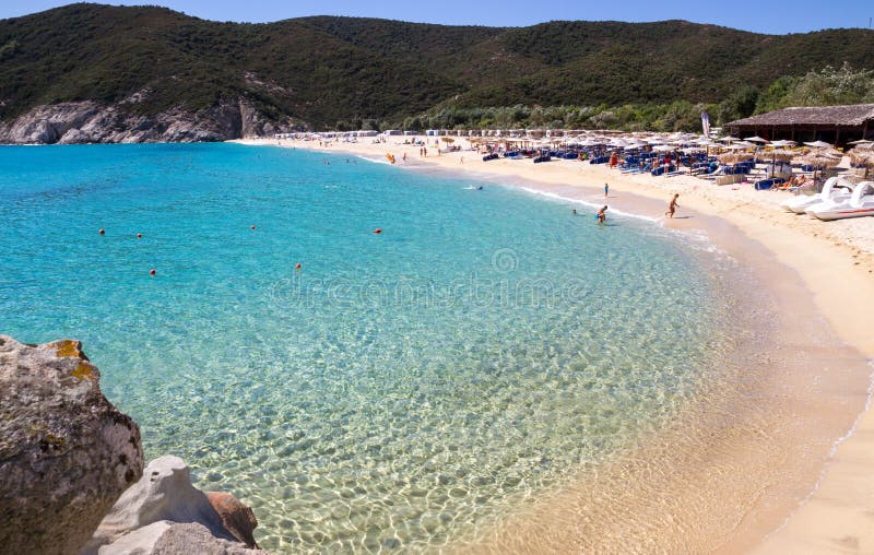 Kalamitsi beach editorial image. Image of seashore, away - 48723980