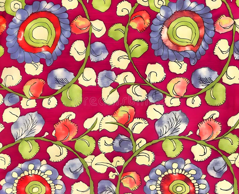 Kalamkari Block Print Seamless Pattern, Kalamkari, Block Print Seamless ...