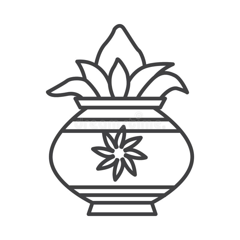 Puja Kalash Line Art