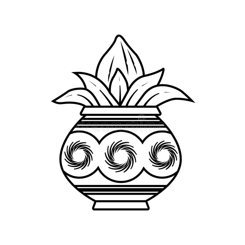 Puja Kalash Line Art