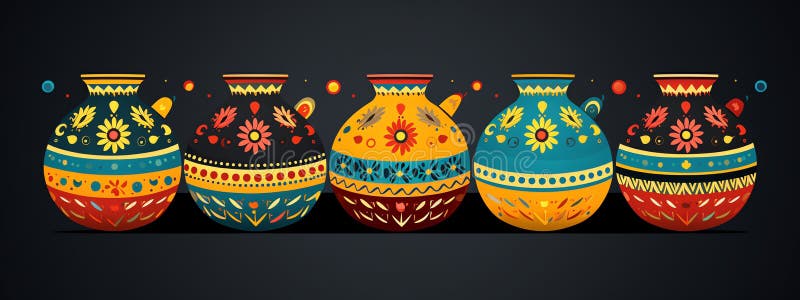 Kalash Sacred Pot Diwali Banner Stock Illustration - Illustration of ...