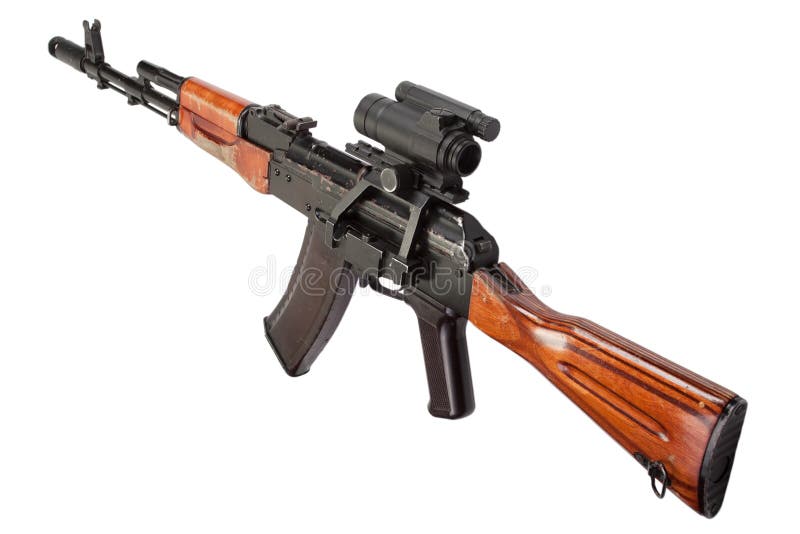 Kalashnikov AK Assault Rifle with Optical Sight Stock Image - Image of ...