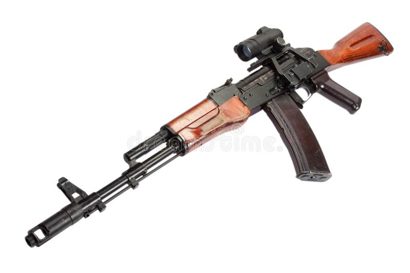 Kalashnikov AK Assault Rifle with Optical Sight Stock Image - Image of ...