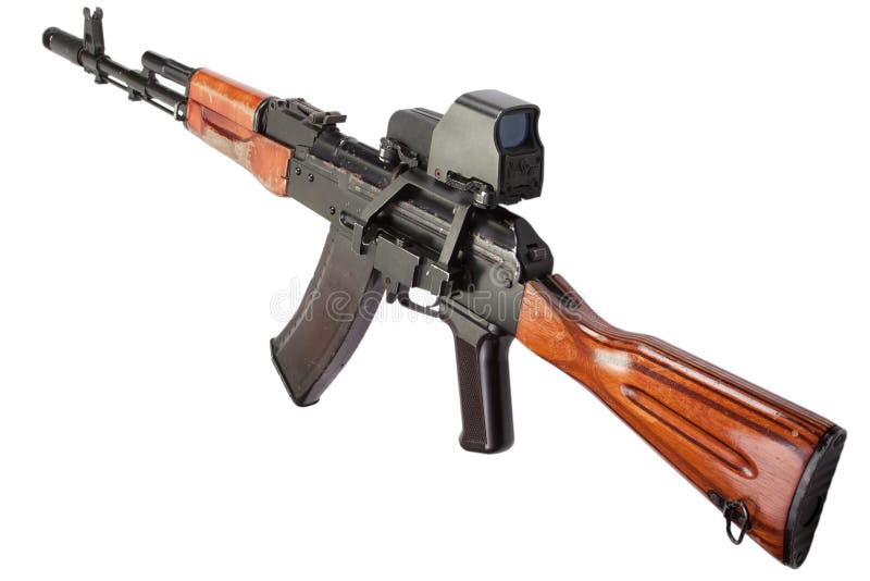 Kalashnikov AK Assault Rifle with Optical Sight Stock Photo - Image of ...