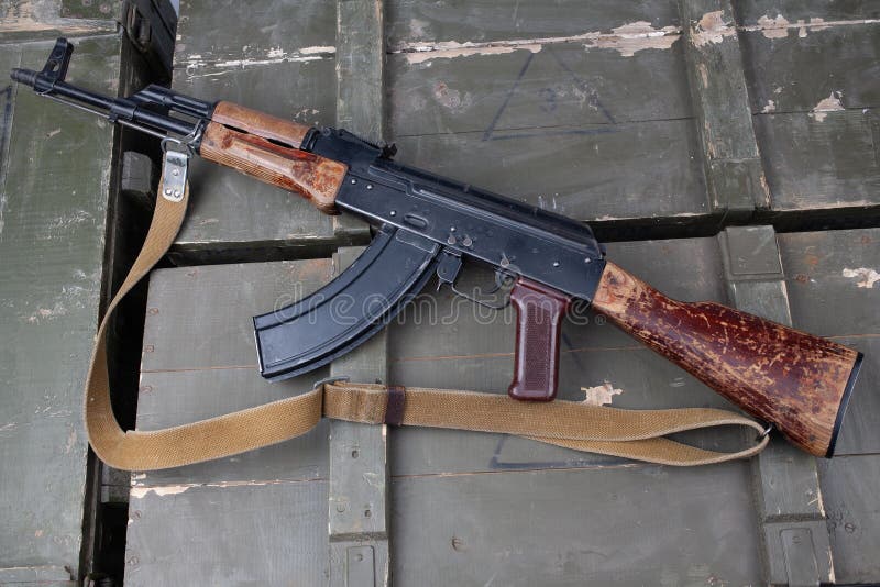 Kalashnikov AK47 Gun on Army Green Crate Stock Image - Image of russia ...