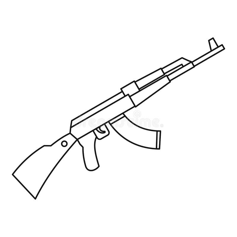 Kalashnikov AK 47 Machine Icon, Outline Style Stock Vector ...