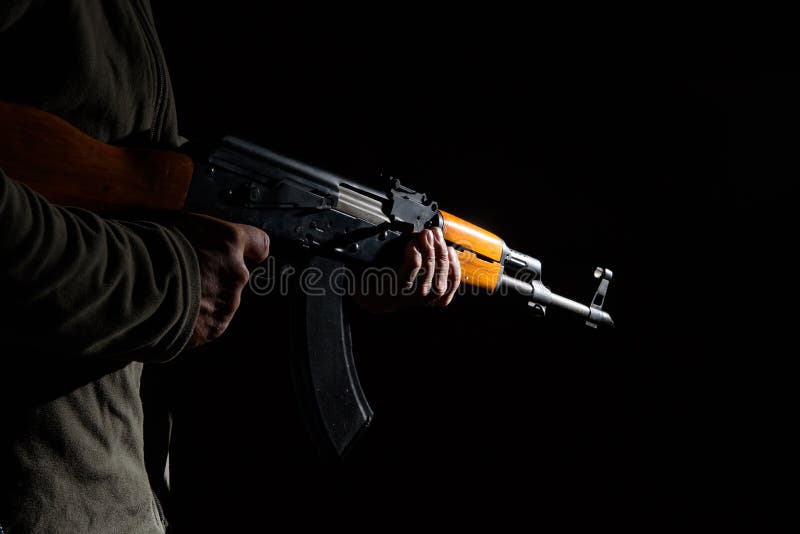 Kalashnikov Assault Rifle Close-up Stock Image - Image of light, black ...