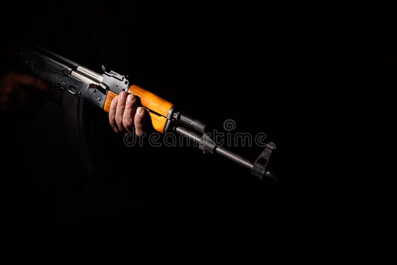 Kalashnikov Assault Rifle Close-up Stock Image - Image of night ...