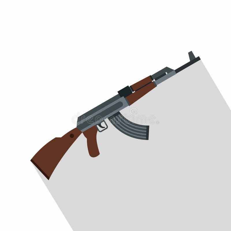 Kalashnikov Gun Icon, Flat Style Stock Vector - Illustration of long ...