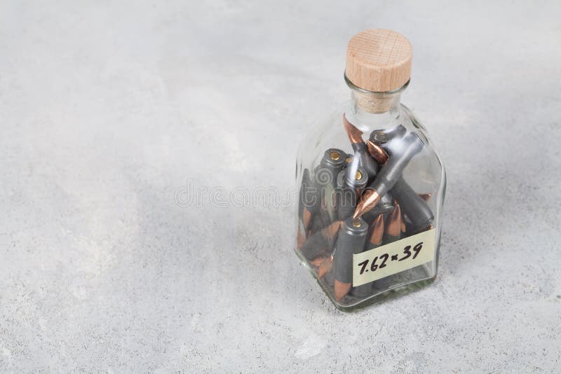 Kalashnikov 7,62 Mm Bullets in a Spice Jar Stock Photo - Image of ...