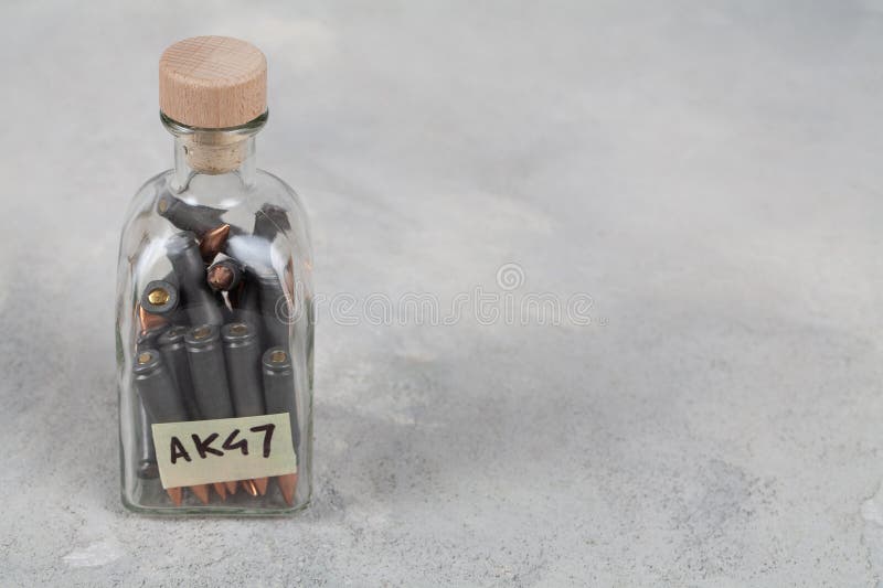 Kalashnikov 7.62mm Bullets in a Spice Jar Stock Image - Image of crime ...