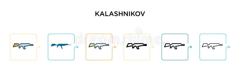 Kalashnikov Vector Icon in 6 Different Modern Styles. Black, Two ...