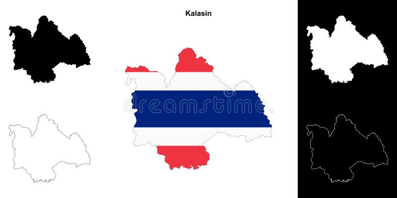 Kalasin outline map stock vector. Illustration of boundary - 323682674